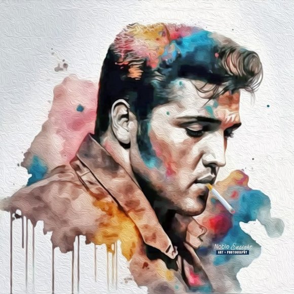 NobleCaptures | Art | Elvis Presley Watercolor Oil Painting Print King ...